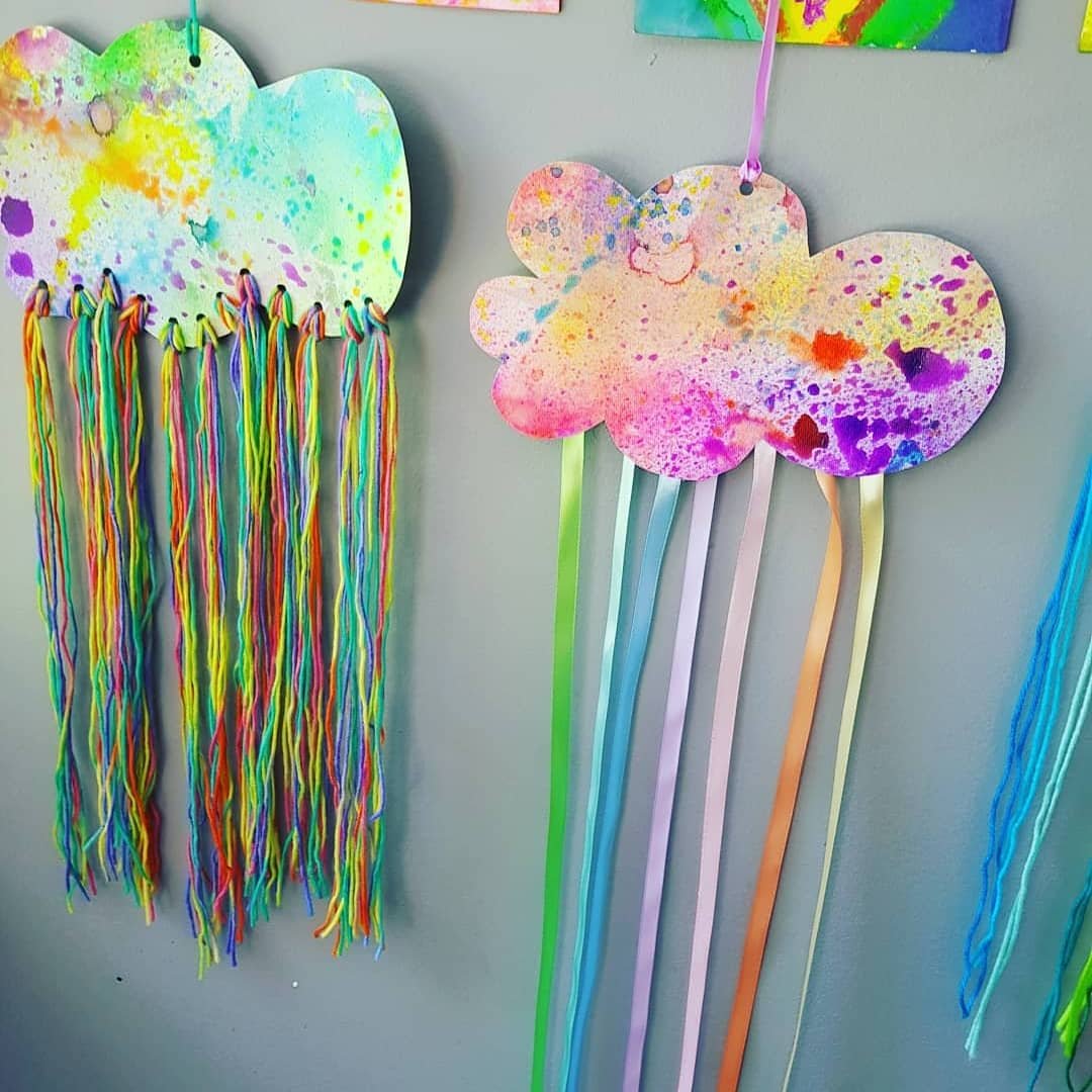 Spray paint clouds – Ema Lou kids art craft