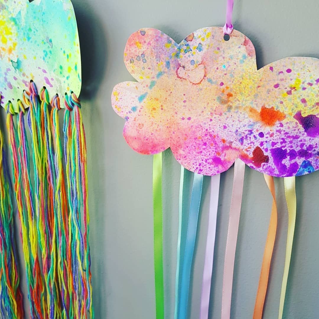 Spray paint clouds – Ema Lou kids art craft