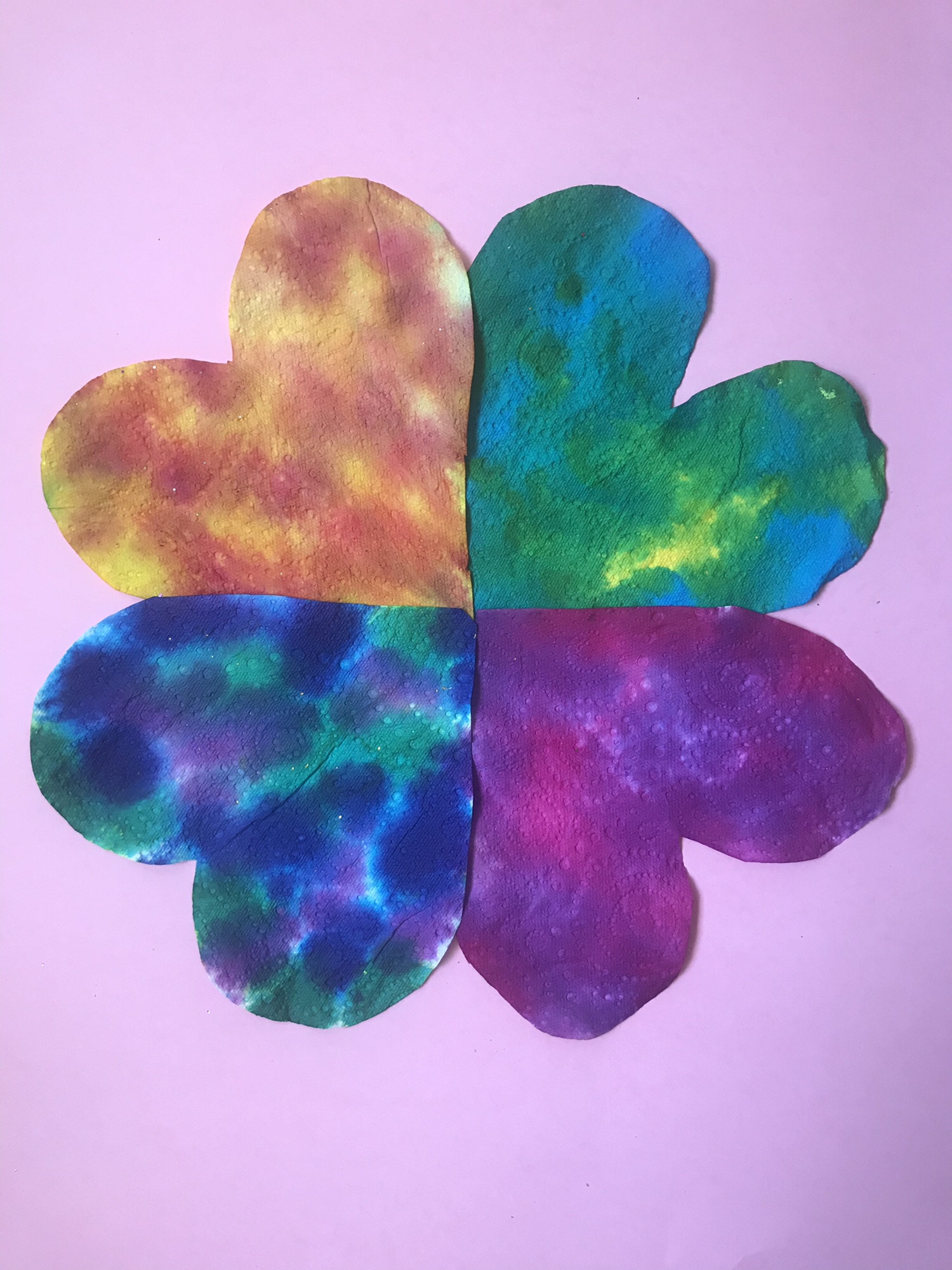 Watercolour paper towel hearts – Ema Lou kids art craft