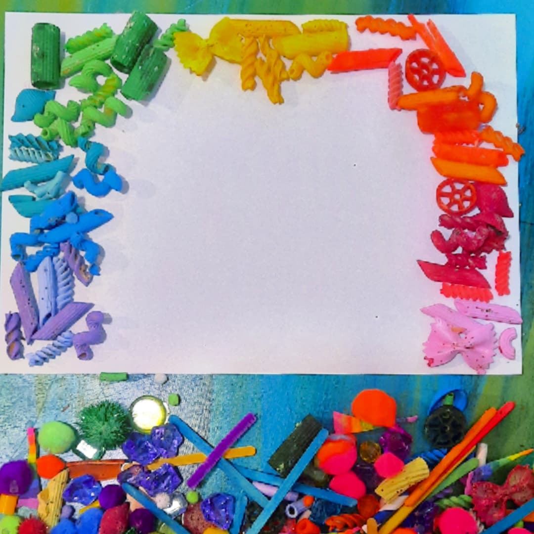 Rainbow pasta craft – Ema Lou kids art craft