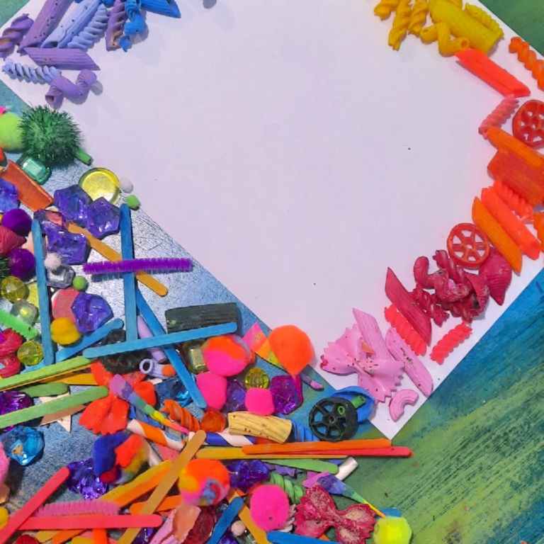 Rainbow pasta craft – Ema Lou kids art craft