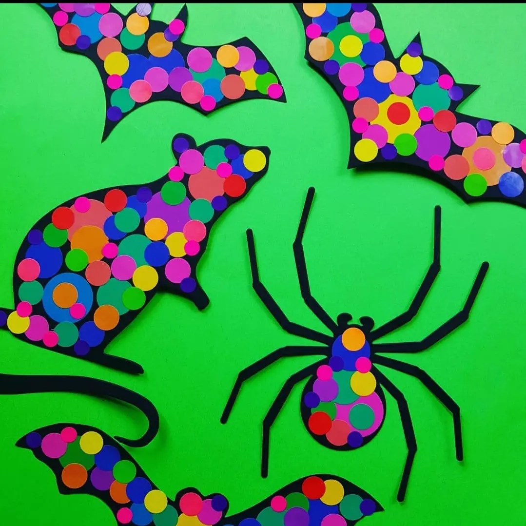 Polka dot Halloween decorations – Ema Lou kids art craft