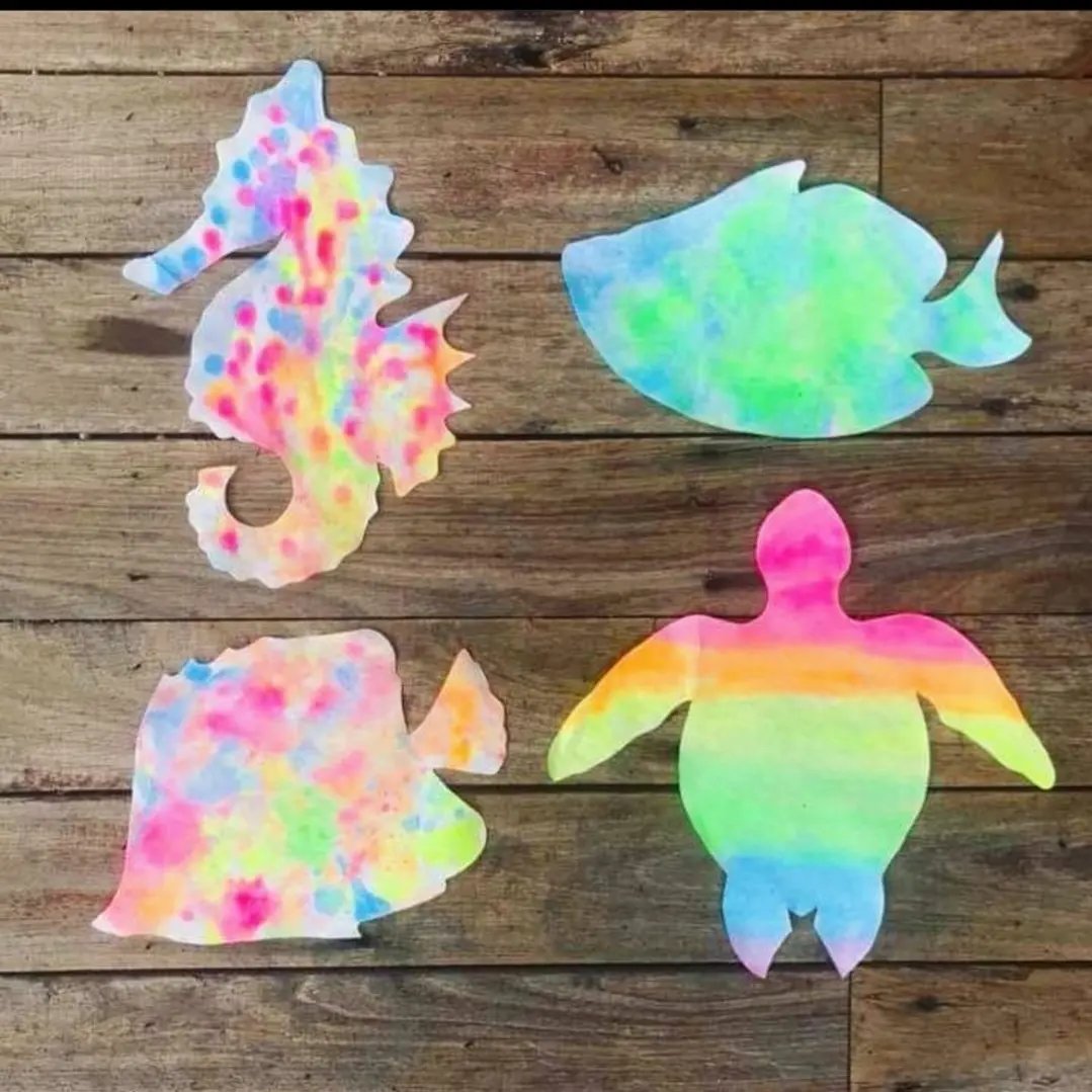 Watercolour Sea animals – Ema Lou kids art craft