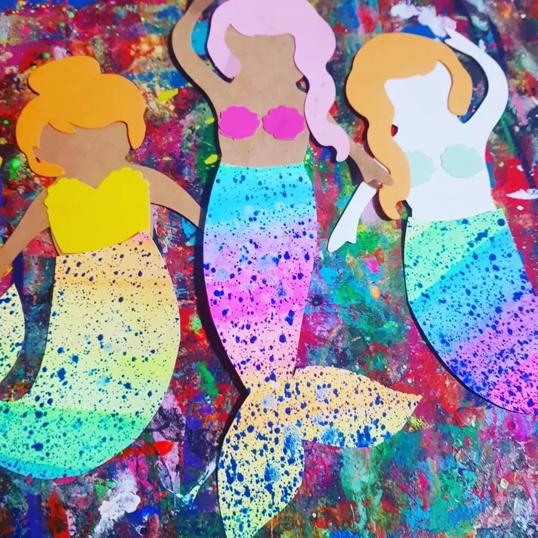 Cardboard mermaids – Ema Lou kids art craft