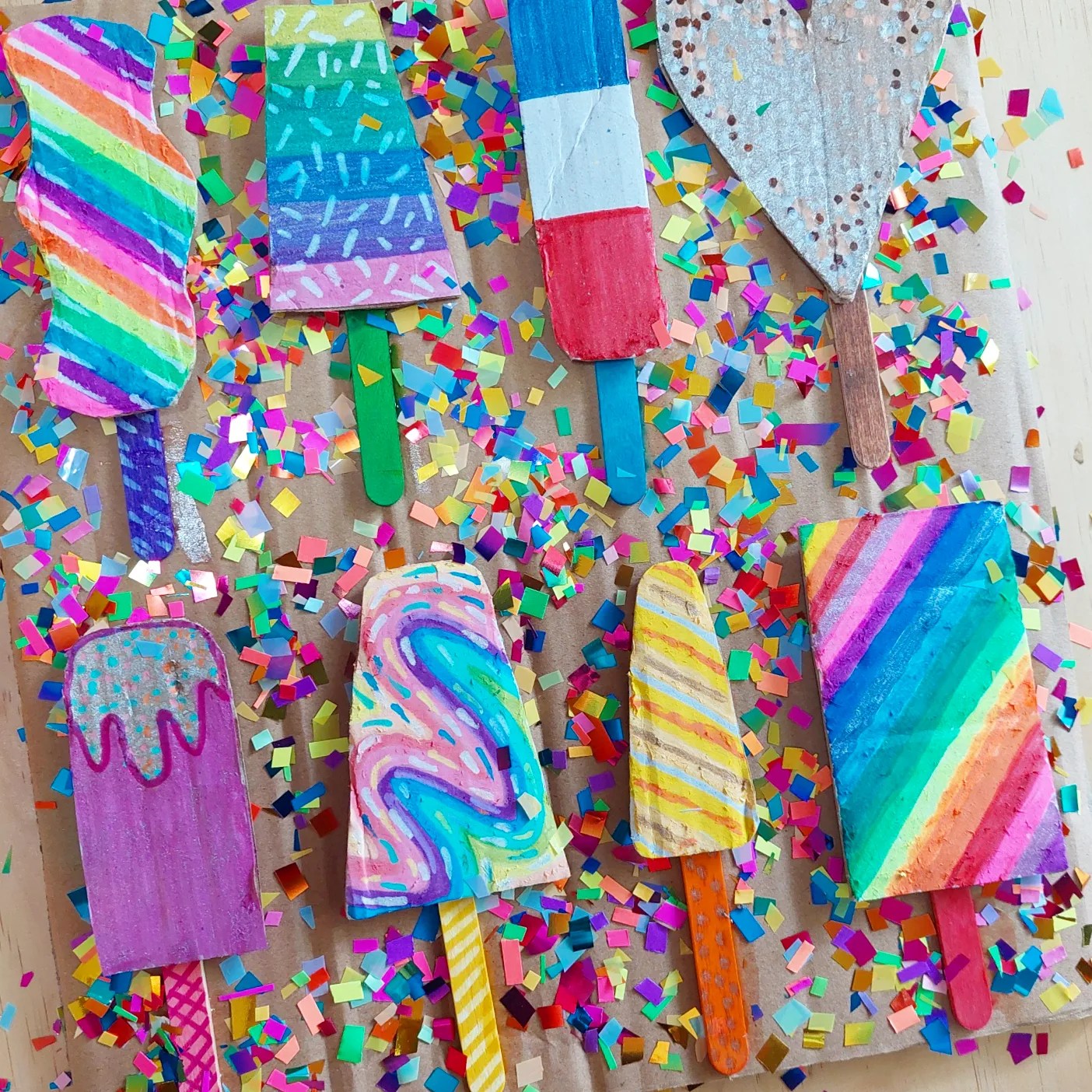 Popsicle cardboard idea’s – Ema Lou kids art craft