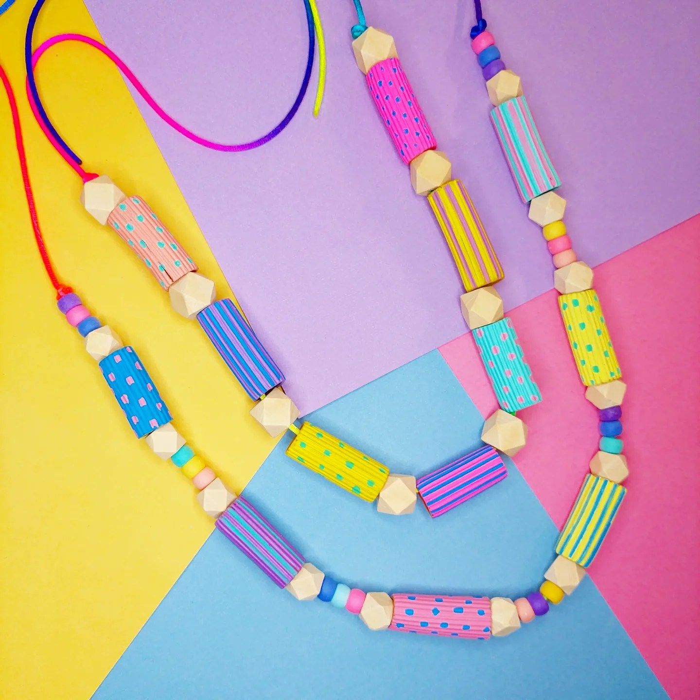 Painted pasta necklaces – Ema Lou kids art craft