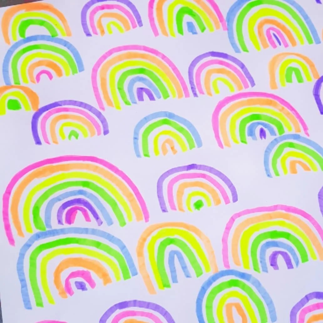 Rainbow highlighter art – Ema Lou kids art craft
