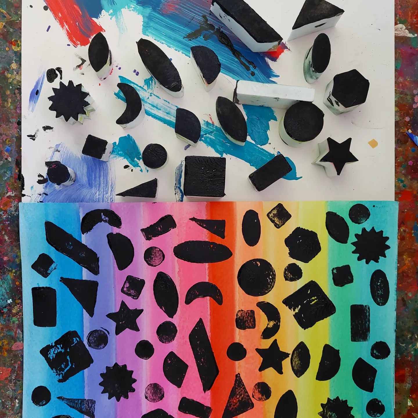 Shapes & stamping – Ema Lou kids art craft