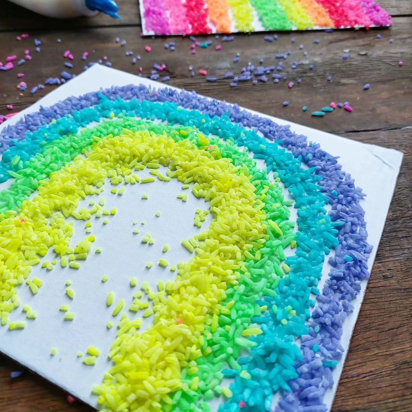 Art with rainbow rice – Ema Lou kids art craft