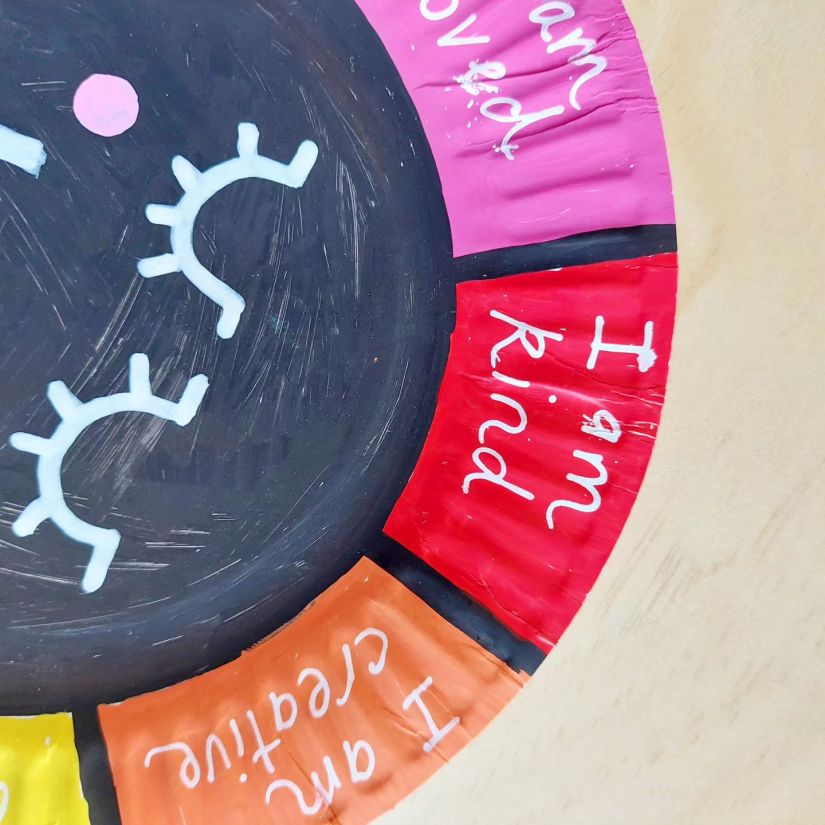 Affirmation paper plate sun – Ema Lou kids art craft