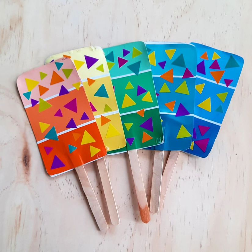 Paintchip card popcicles – Ema Lou kids art craft